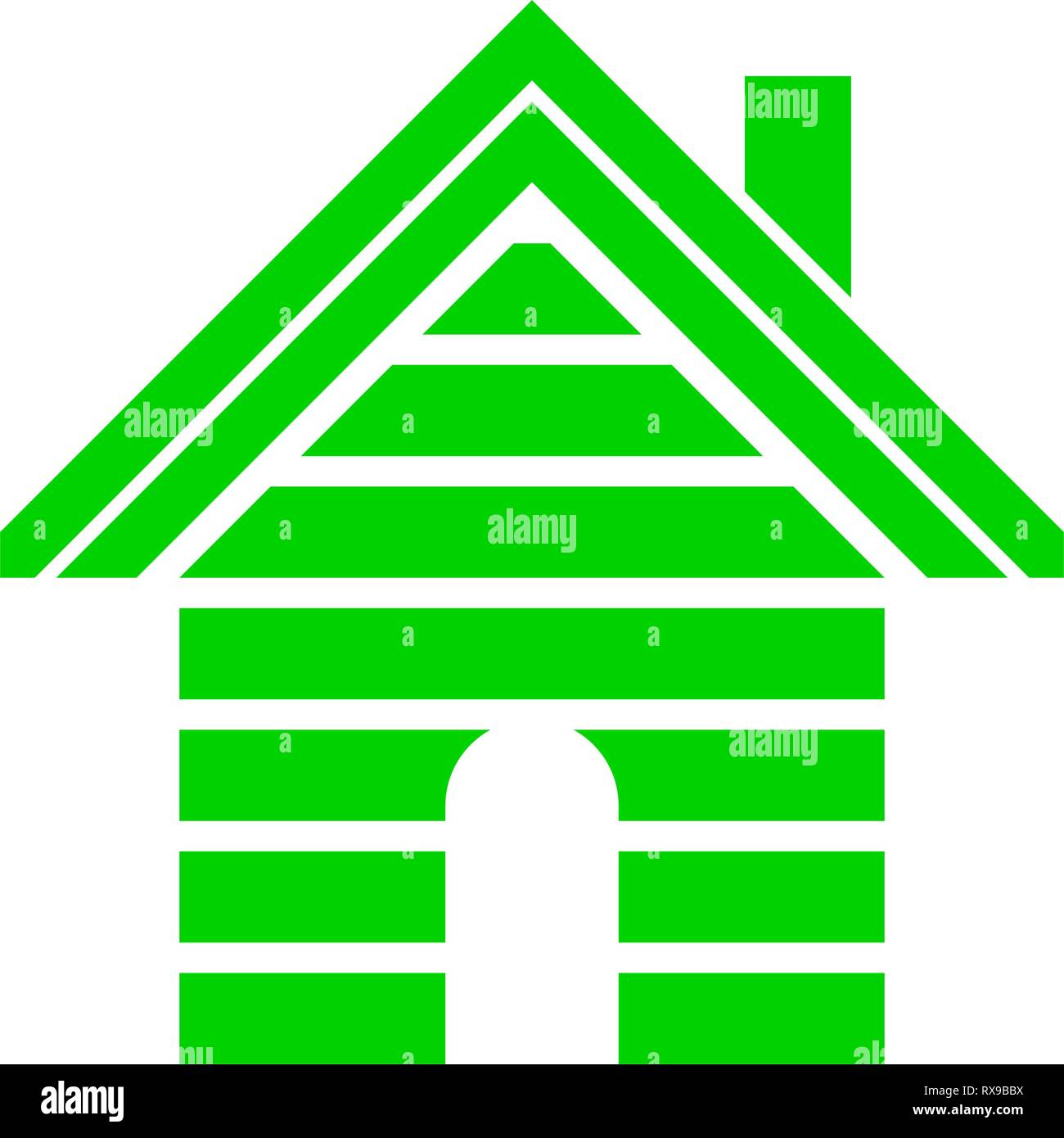 Home symbol icon - green striped, isolated - vector illustration Stock ...