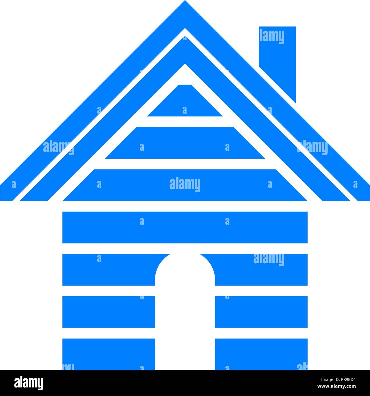 Home symbol icon - blue striped, isolated - vector illustration Stock ...