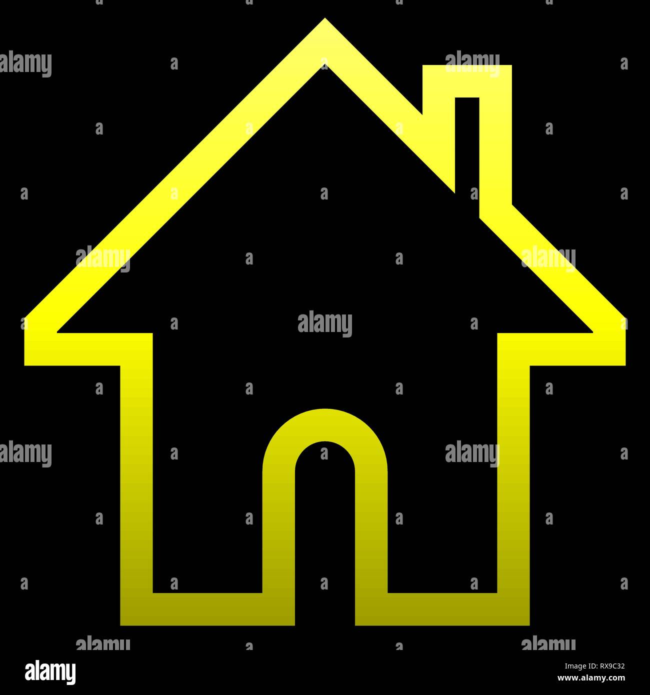 Home symbol icon - yellow gradient outline, isolated - vector ...