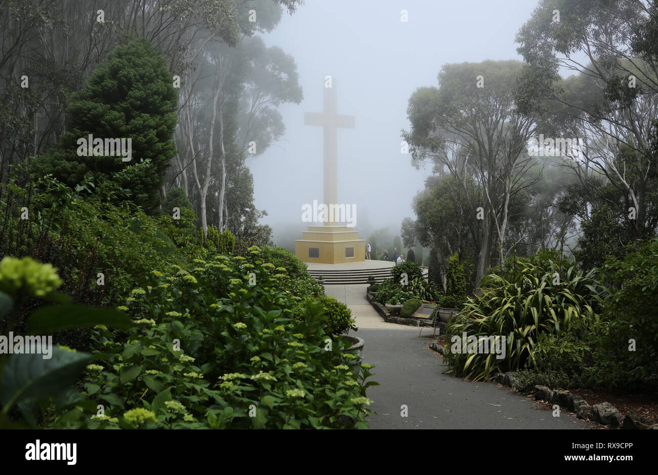 The Mount Macedon (Cameron) Memorial Cross photographed as the ...