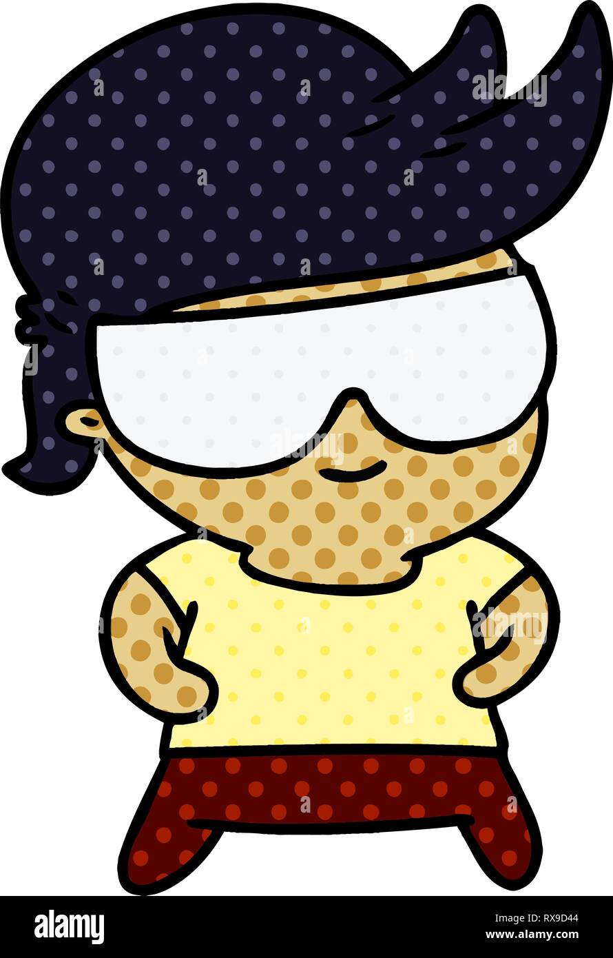 cartoon illustration kawaii kid with shades Stock Vector Image & Art ...