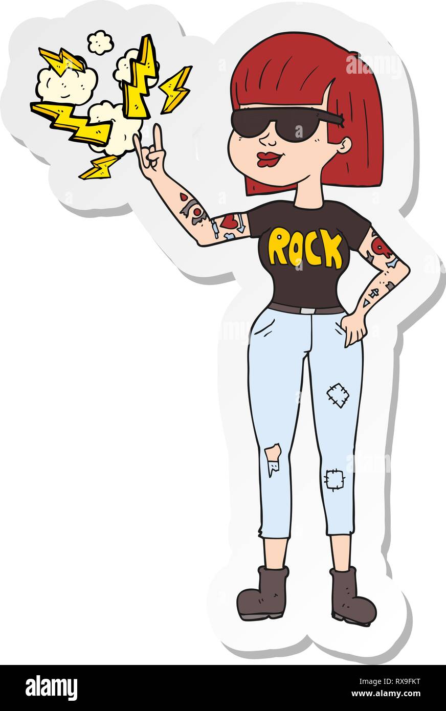 sticker of a cartoon rock woman Stock Vector Image & Art - Alamy