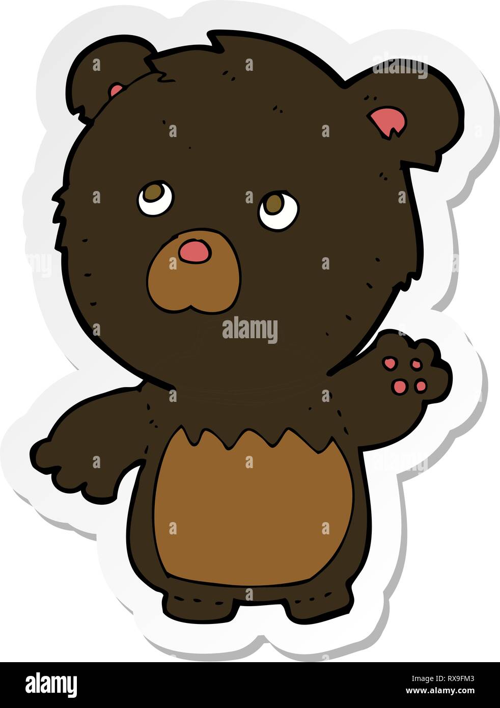 sticker of a cartoon black teddy bear Stock Vector Image & Art - Alamy