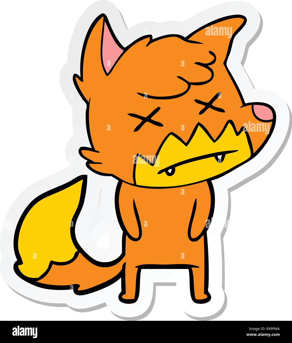 sticker of a cartoon dead fox Stock Vector Image & Art - Alamy