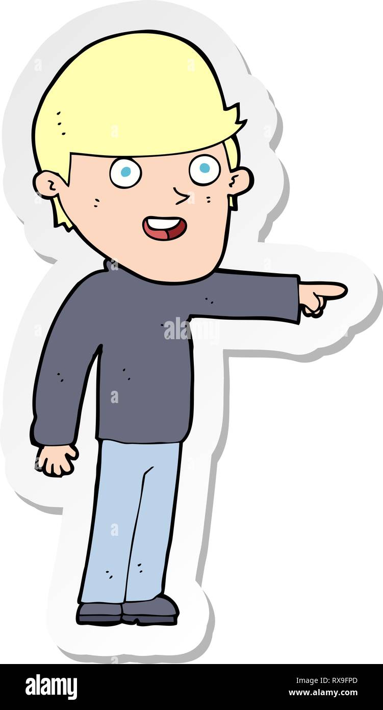 sticker of a cartoon pointing man Stock Vector Image & Art - Alamy