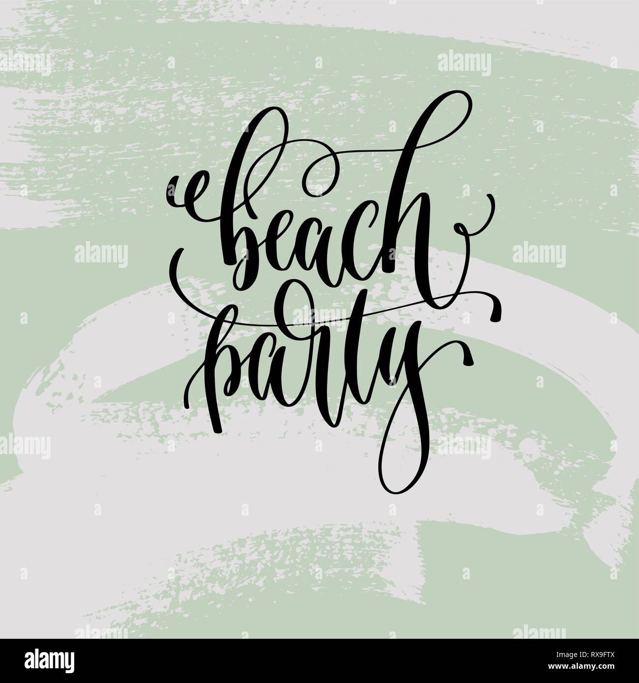 beach party - hand lettering poster to summer holiday design on green ...