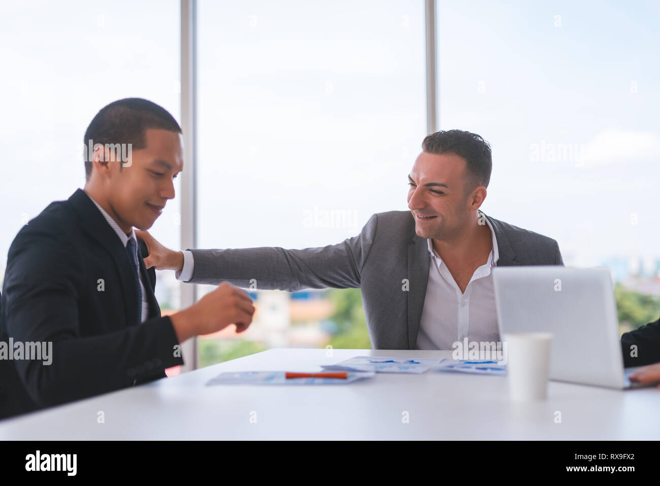 Businessman was given appreciate and compliments from his boss who ...