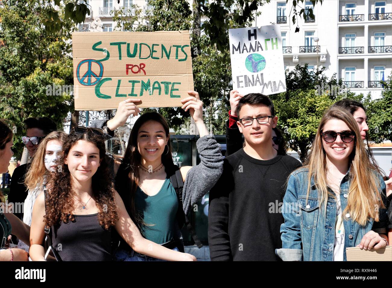 Students seen holding placards during the protest. Students from the ...