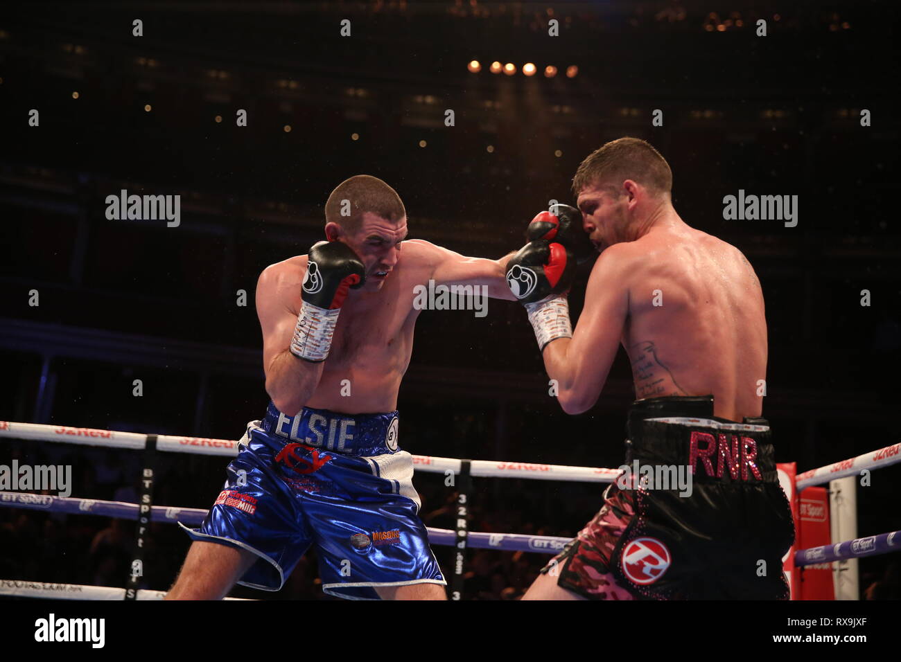 Chris Jenkins (right) and Johnny Garton during the British Welterweight ...