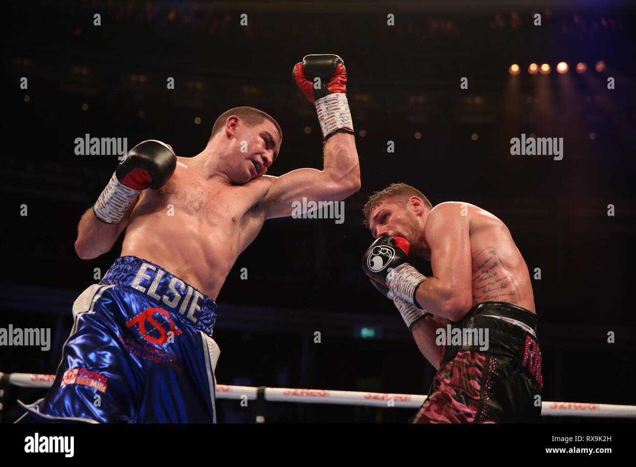 Chris Jenkins (right) and Johnny Garton during the British Welterweight ...