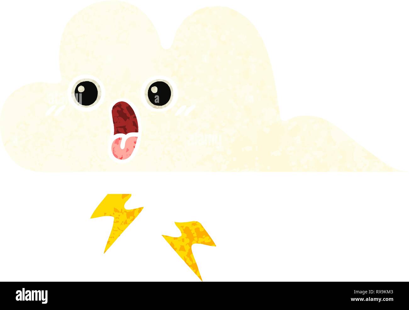 retro illustration style cartoon of a storm cloud Stock Vector Image ...