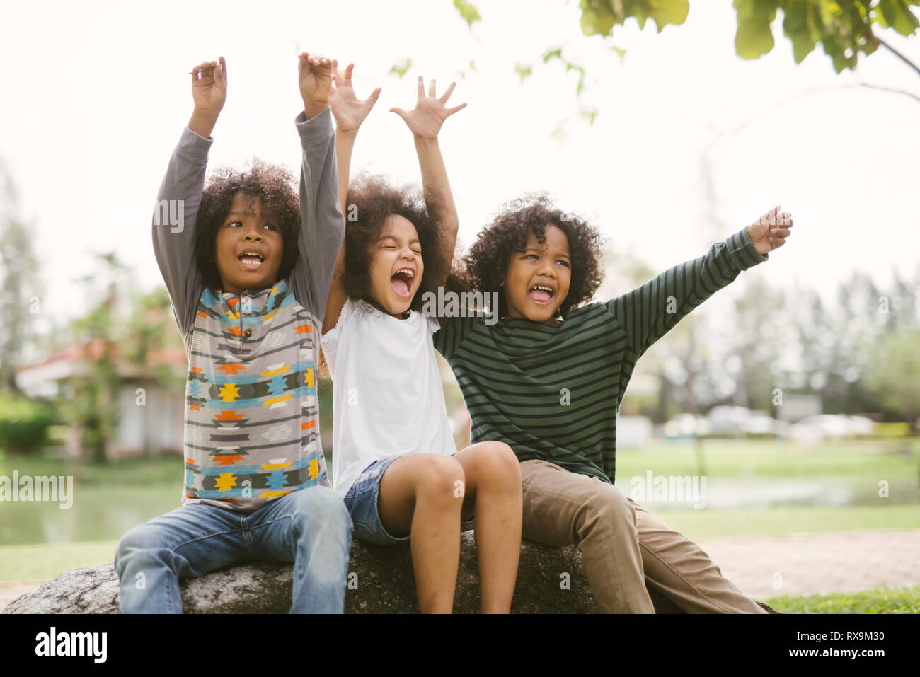 Happy African american little boy kids children joyfully cheerful and ...