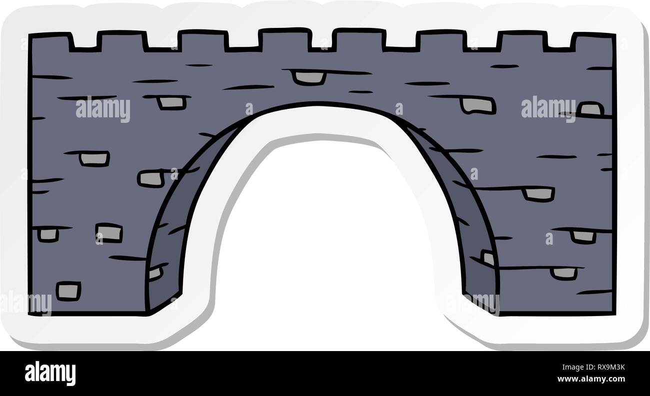 hand drawn sticker cartoon doodle of a stone bridge Stock Vector Image ...