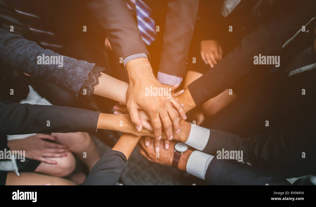 Business Team Stack Hands Support Teamwork Concept Stock Photo - Alamy