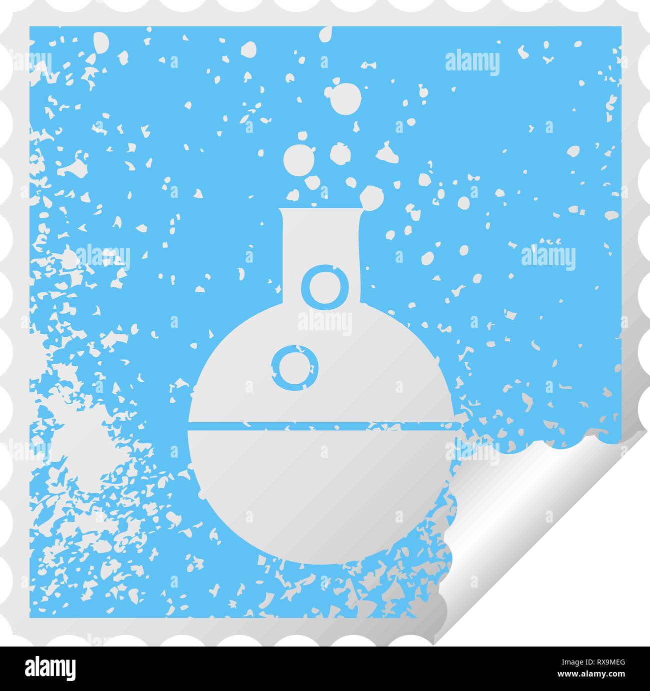 distressed square peeling sticker symbol of a science experiment Stock ...