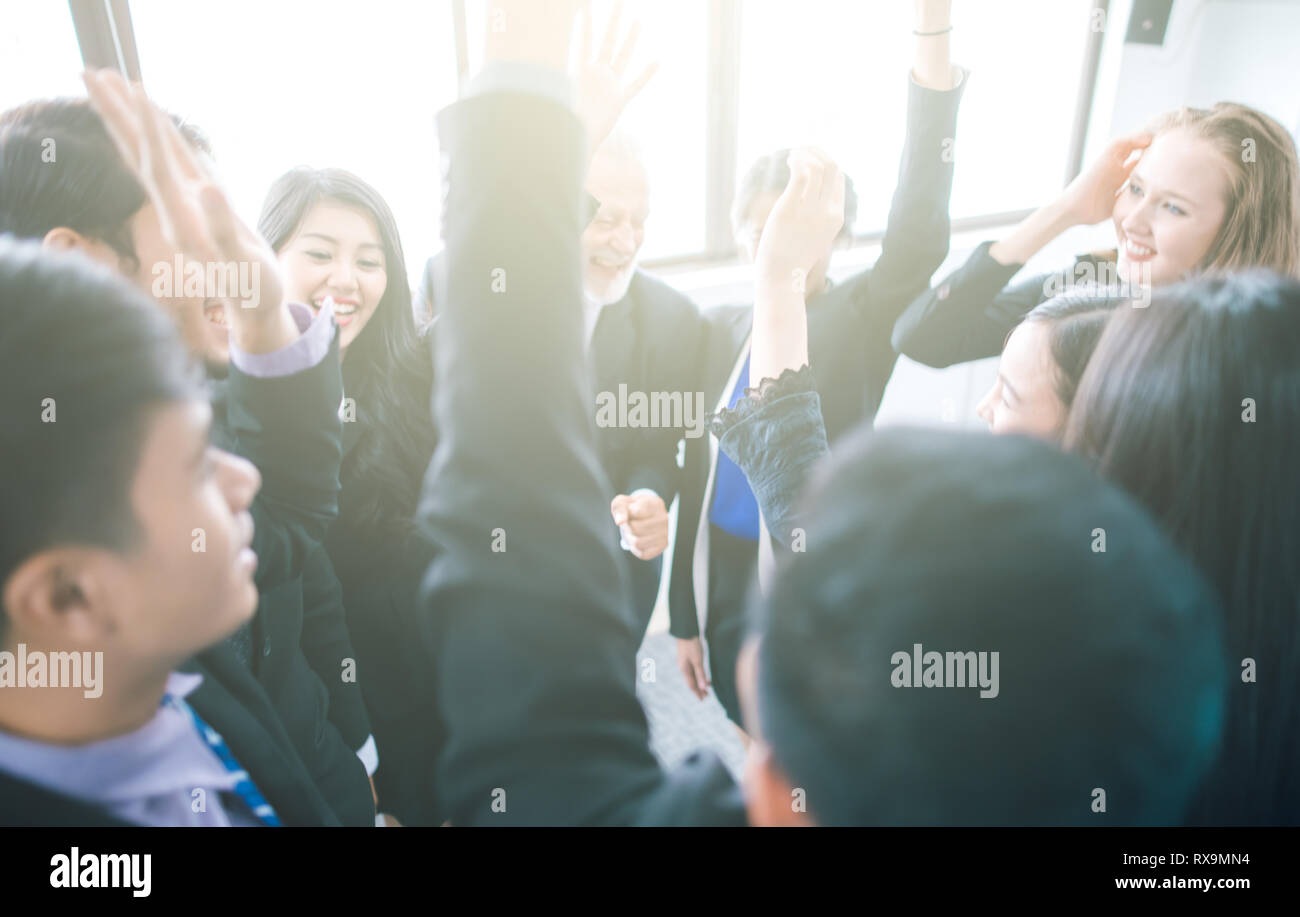 Business People Celebrating In Board Room. Group of Happy business ...