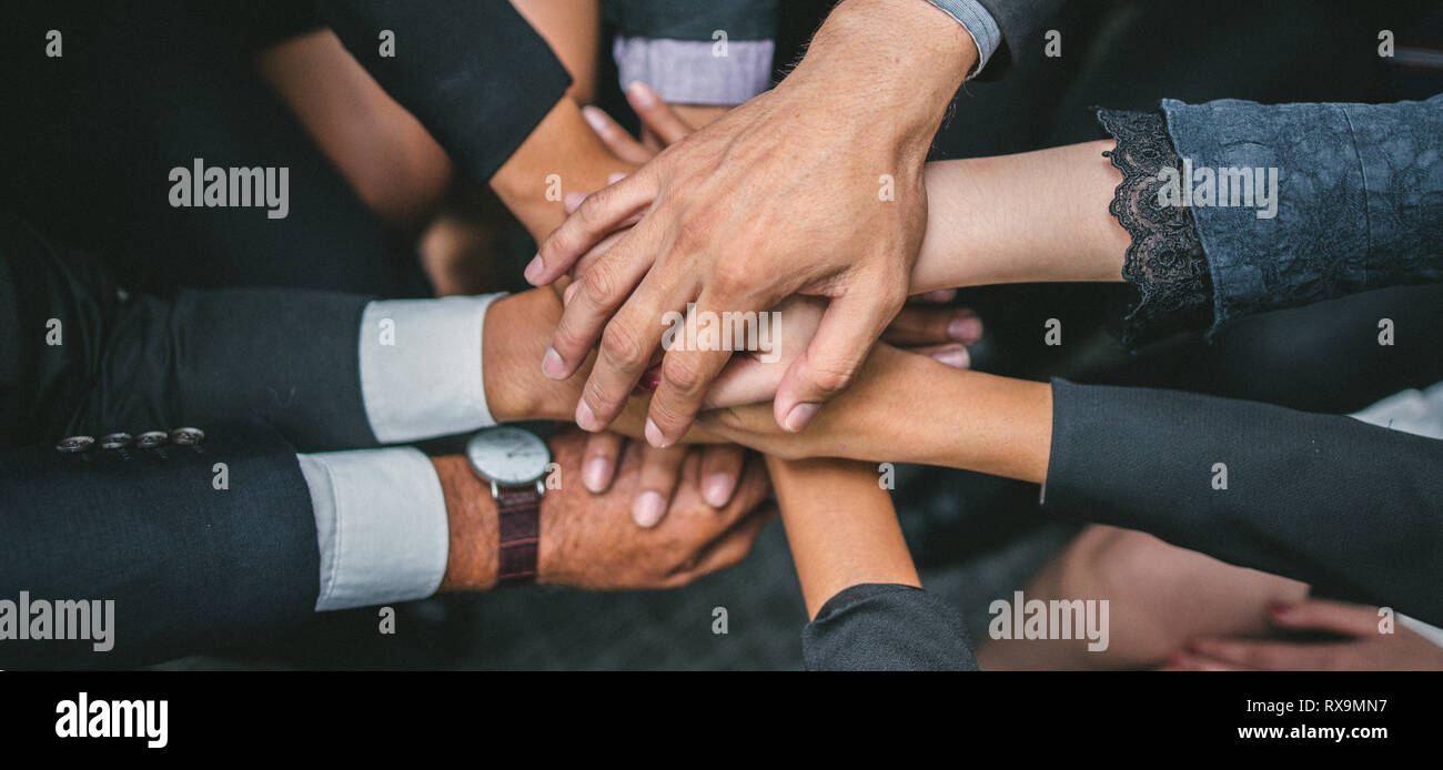 Business Team Stack Hands Support Teamwork Concept Stock Photo - Alamy