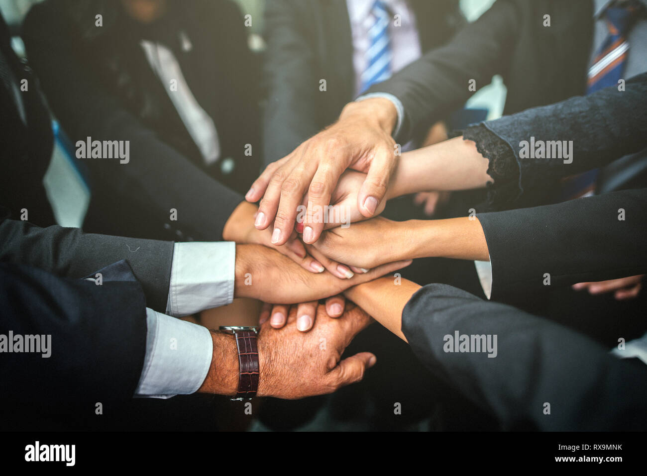 Business Team Stack Hands Support Teamwork Concept Stock Photo - Alamy