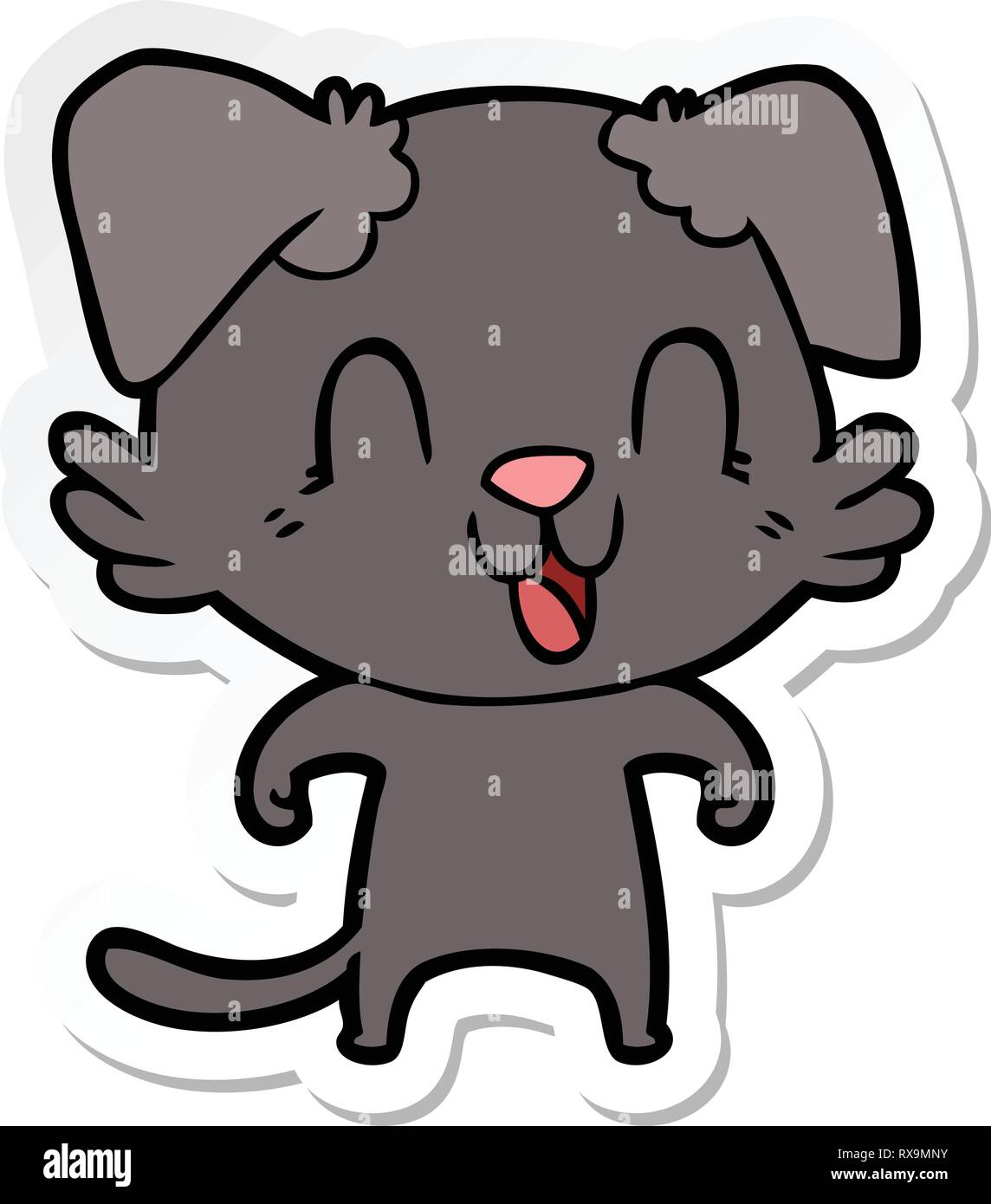 sticker of a laughing cartoon dog Stock Vector Image & Art - Alamy
