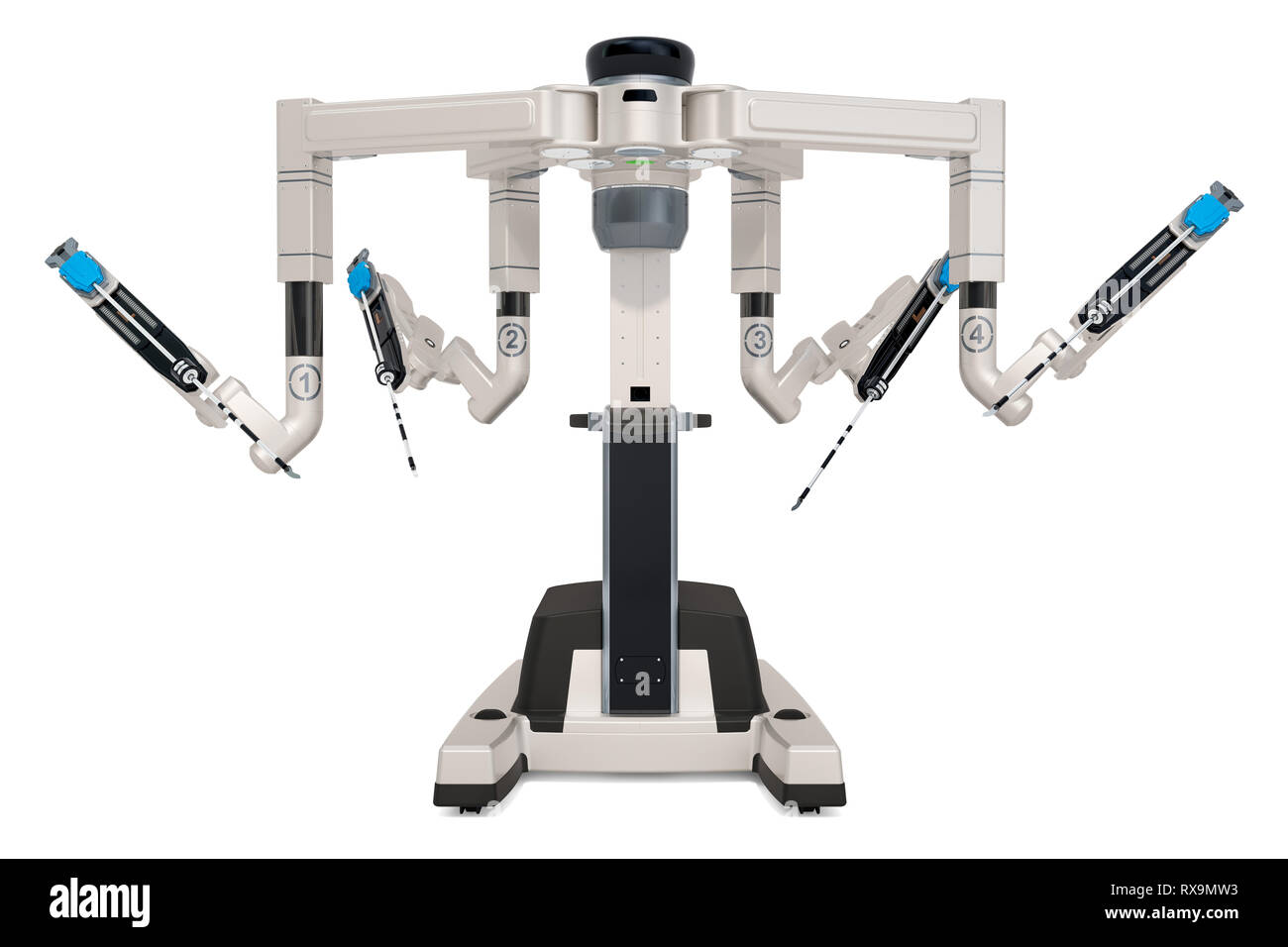 Robotic surgical system, 3D rendering isolated on white background ...