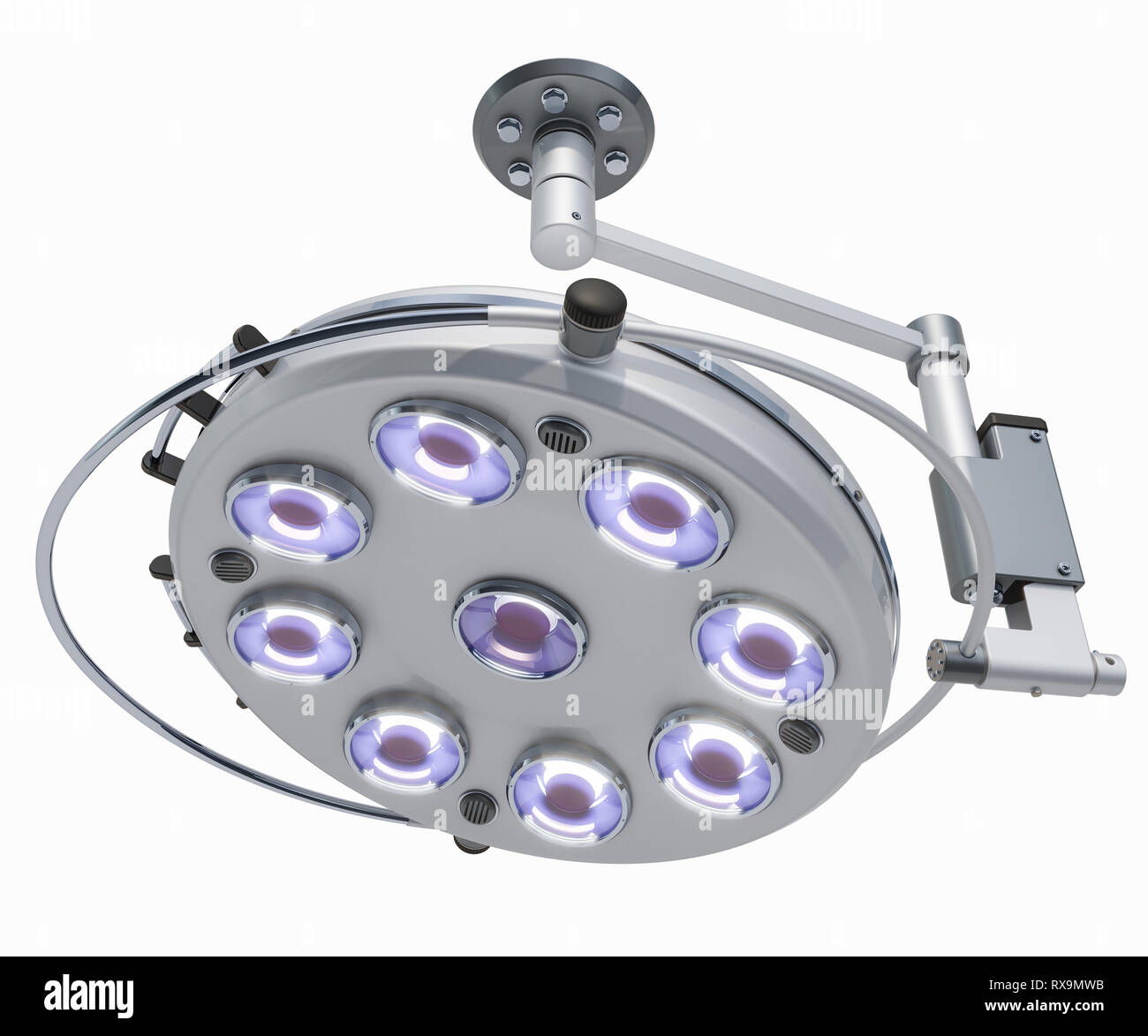 Surgical lighting, 3D rendering isolated on white background Stock ...