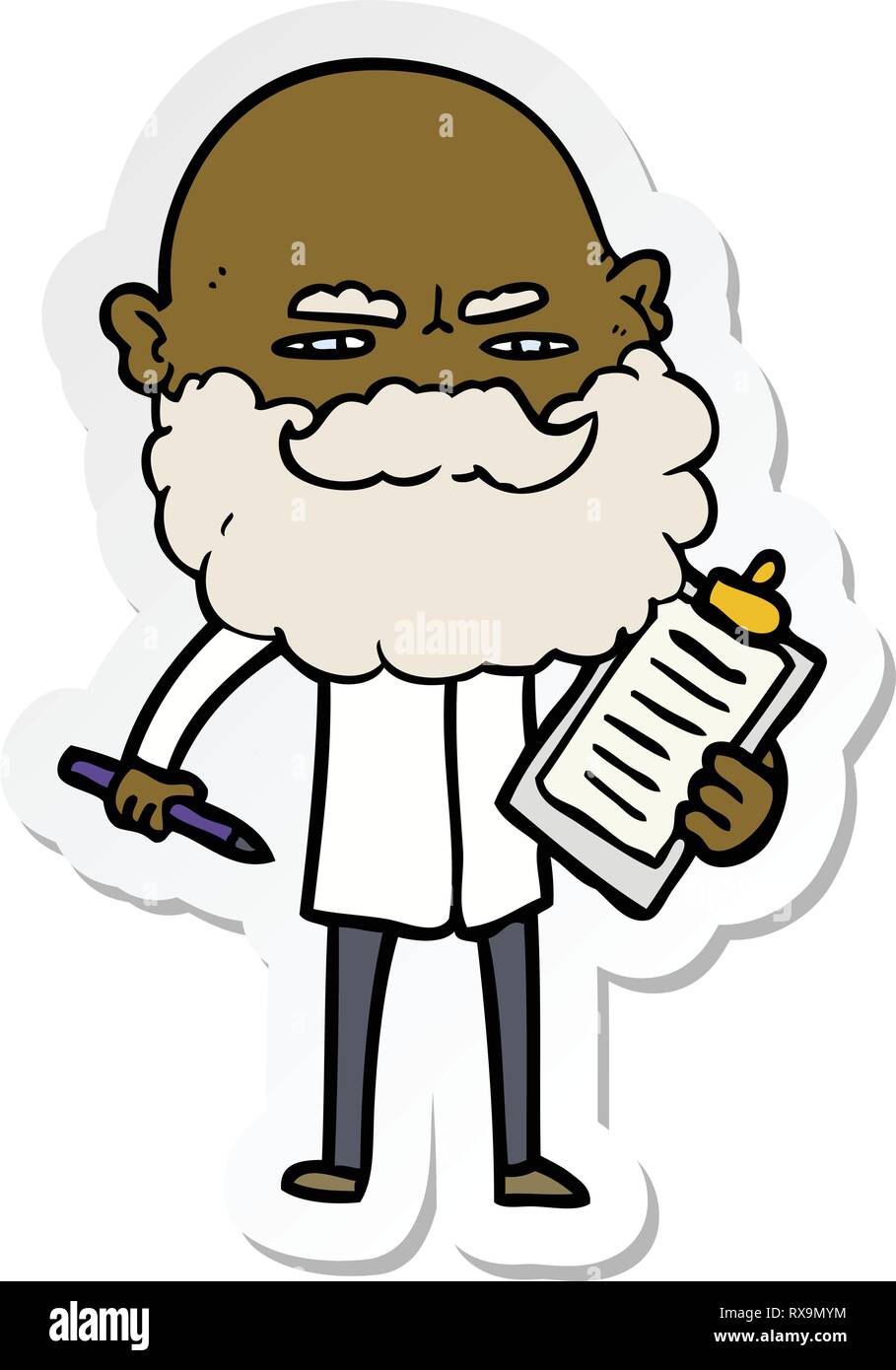 sticker of a cartoon man with beard frowning Stock Vector Image & Art ...