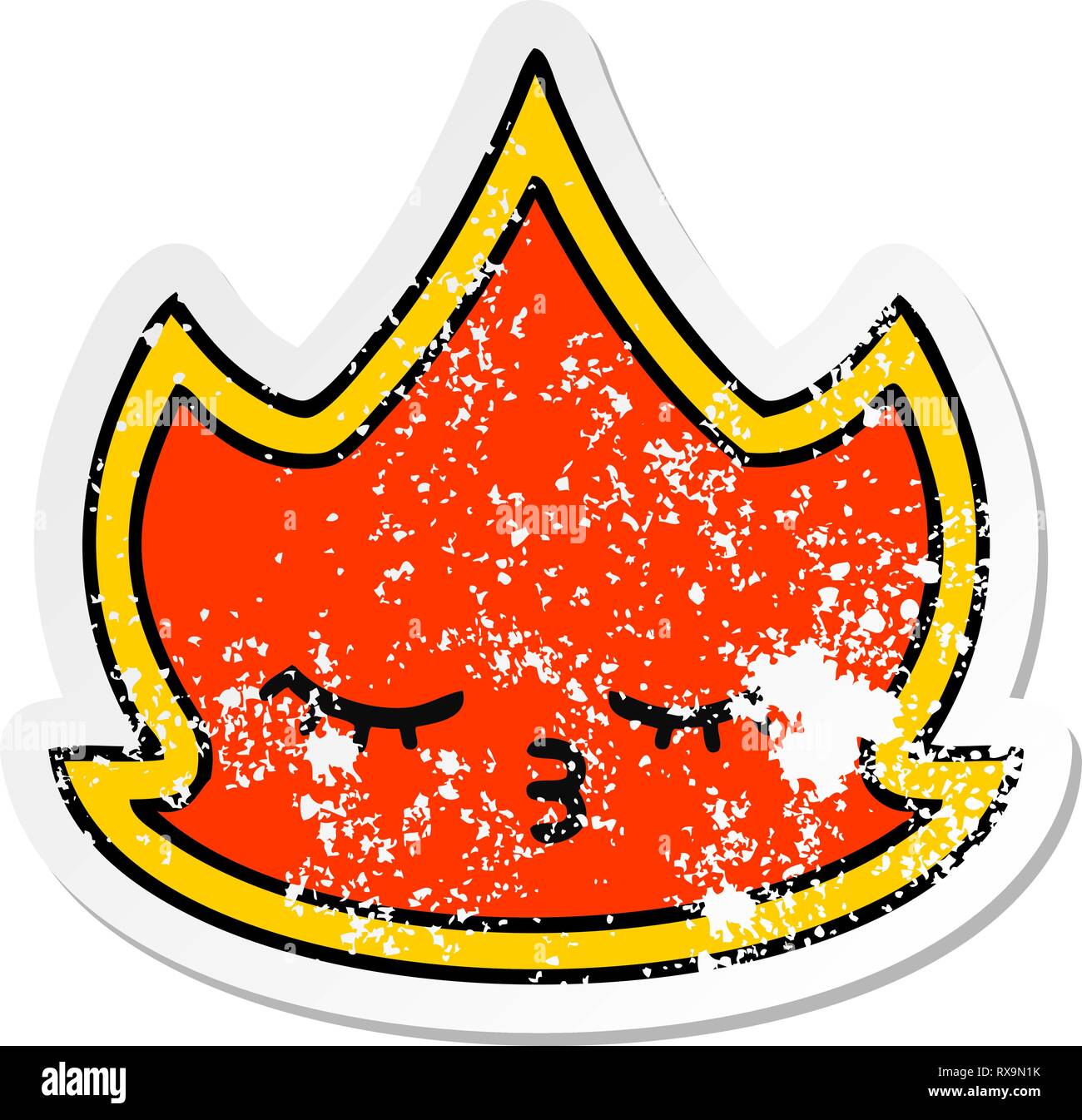 distressed sticker of a cute cartoon fire Stock Vector Image & Art - Alamy