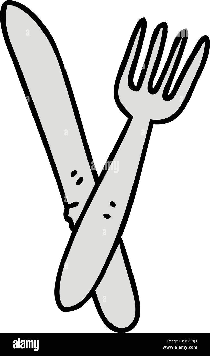 hand drawn quirky cartoon cutlery Stock Vector Image & Art - Alamy