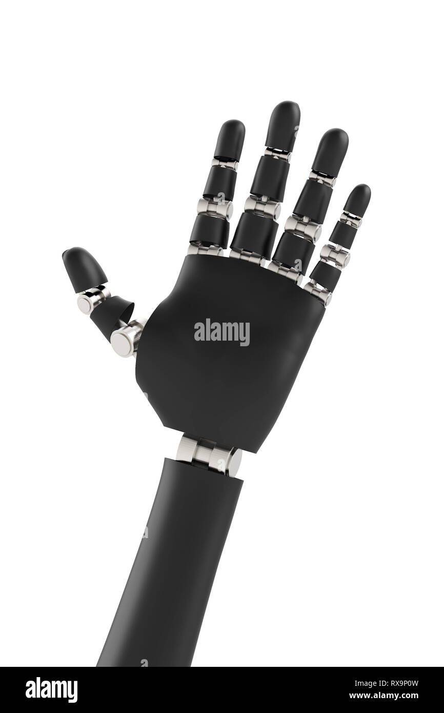 3d render Rubber Robot hand with chrome joints and bones Stock Photo ...