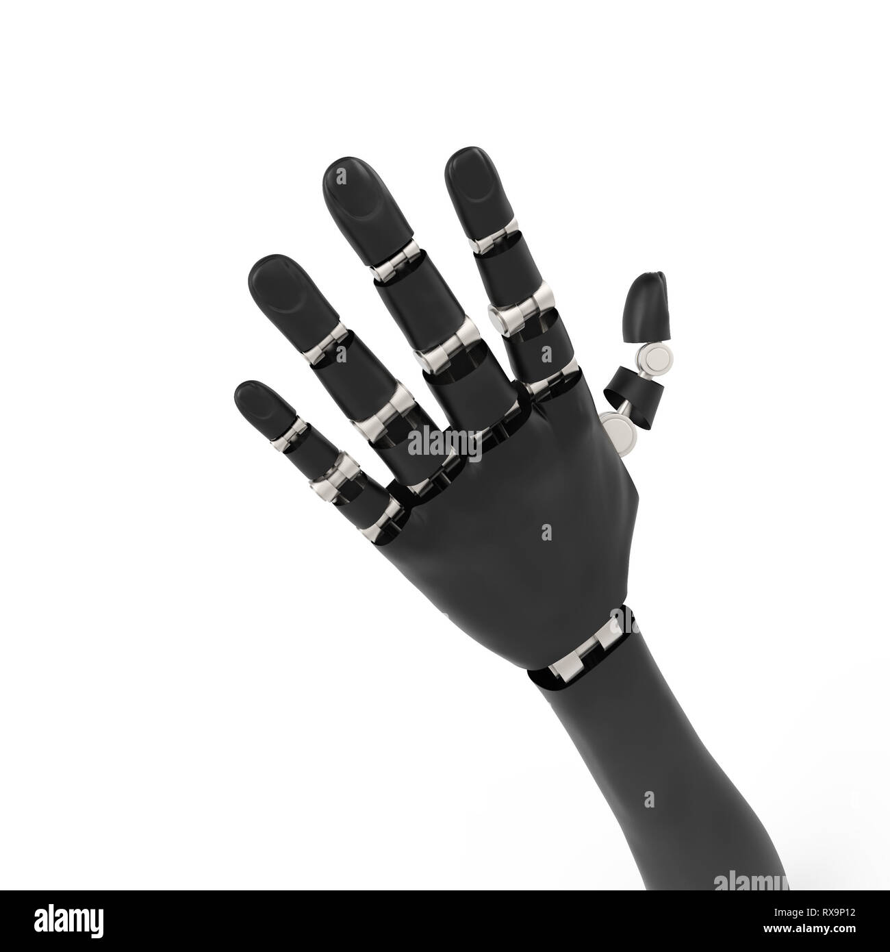 3d render Rubber Robot hand with chrome joints and bones Stock Photo ...