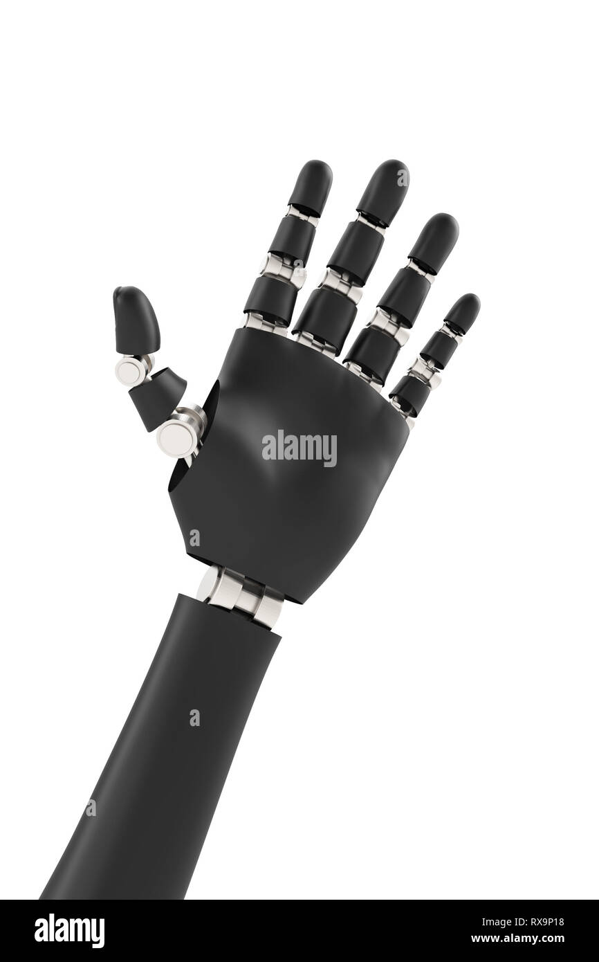 3d render Rubber Robot hand with chrome joints and bones Stock Photo ...