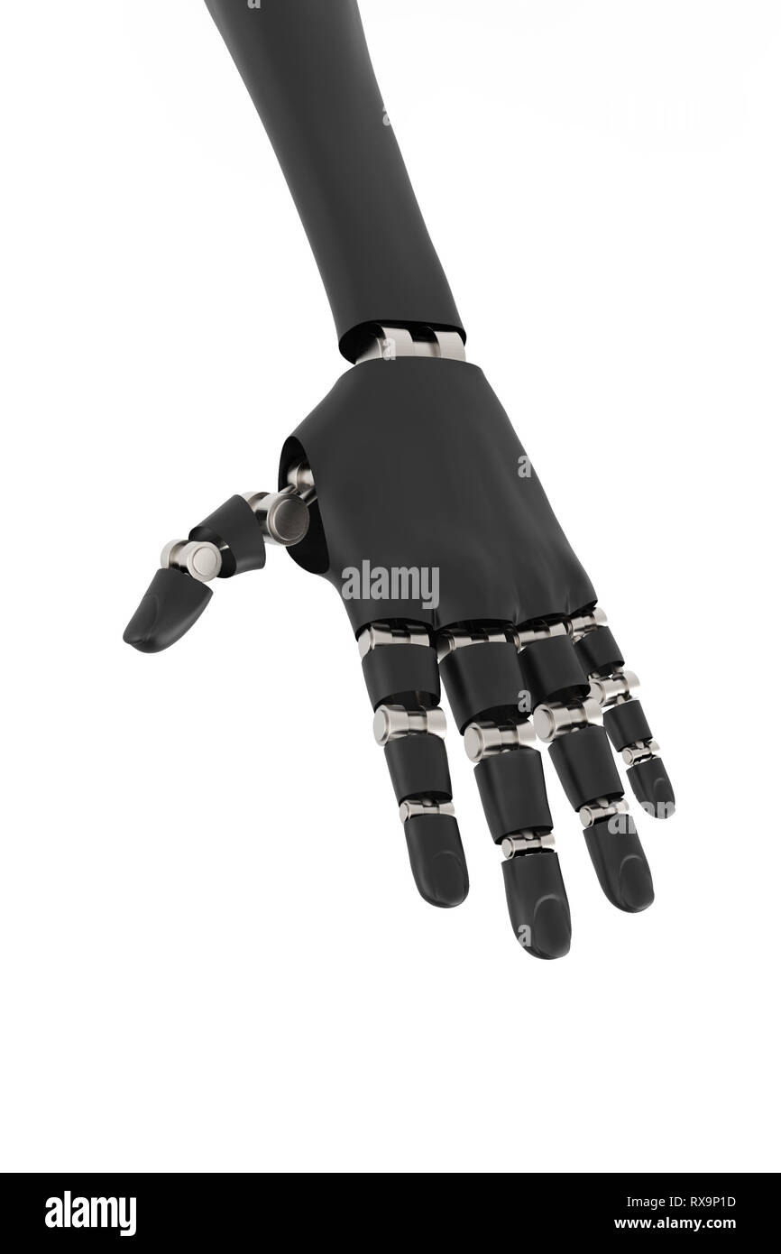 3d render Rubber Robot hand with chrome joints and bones Stock Photo ...