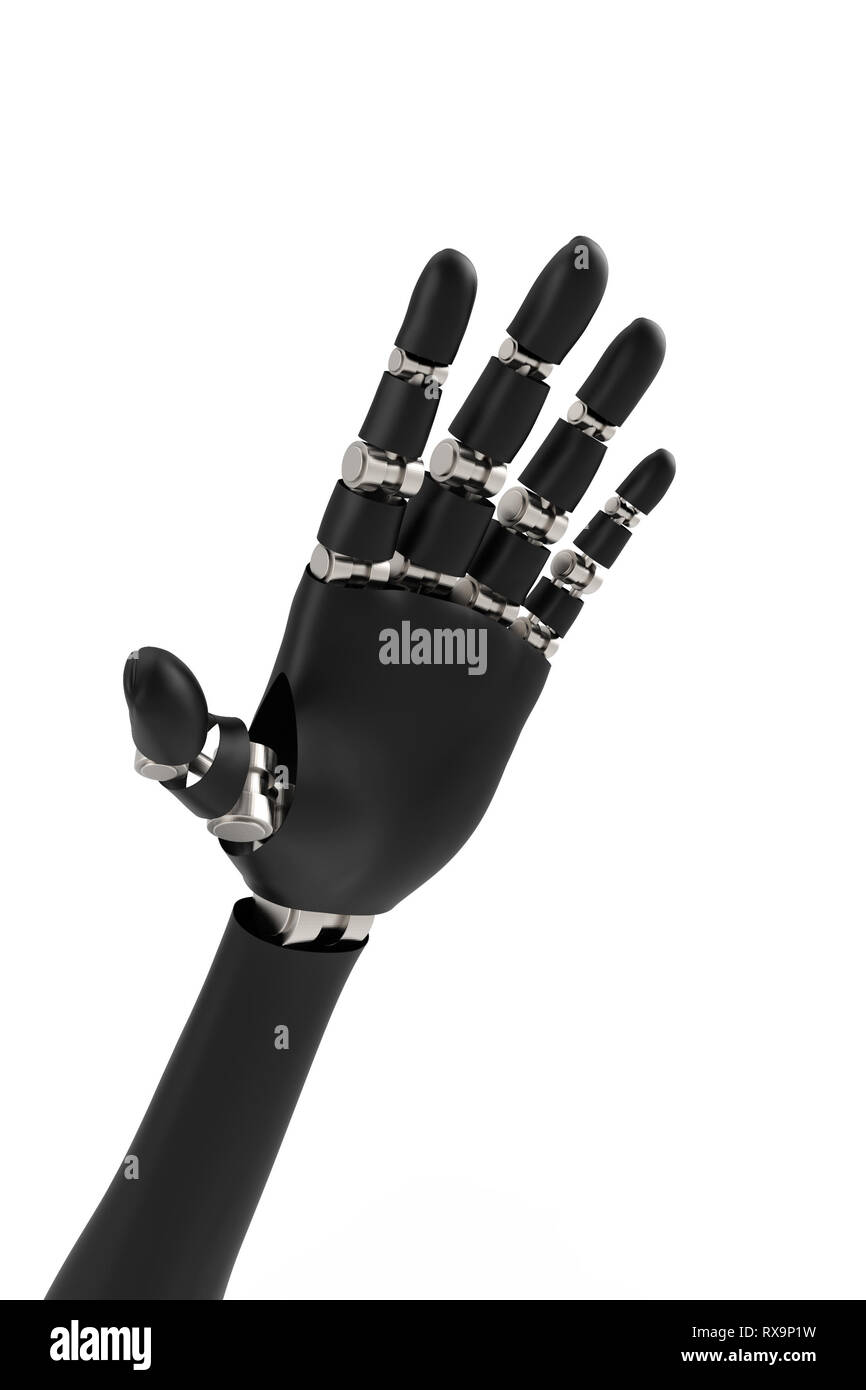 3d render Rubber Robot hand with chrome joints and bones Stock Photo ...
