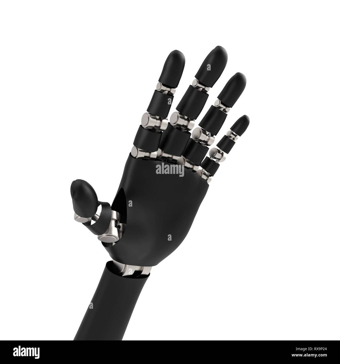 3d render Rubber Robot hand with chrome joints and bones Stock Photo ...