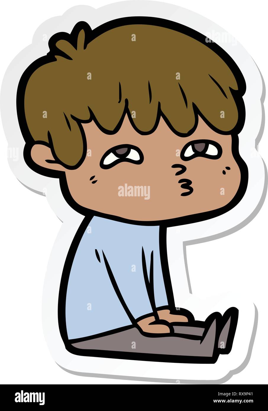 sticker of a cartoon curious man Stock Vector Image & Art - Alamy