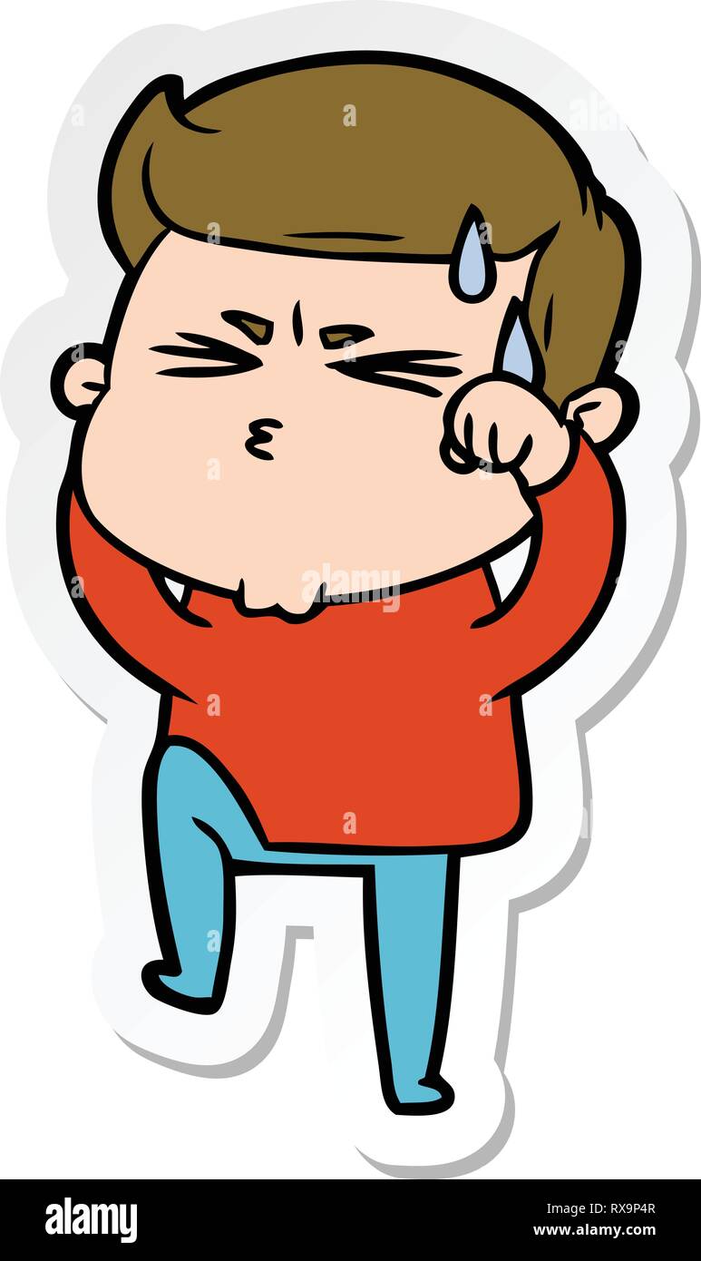 sticker of a cartoon man sweating Stock Vector Image & Art - Alamy