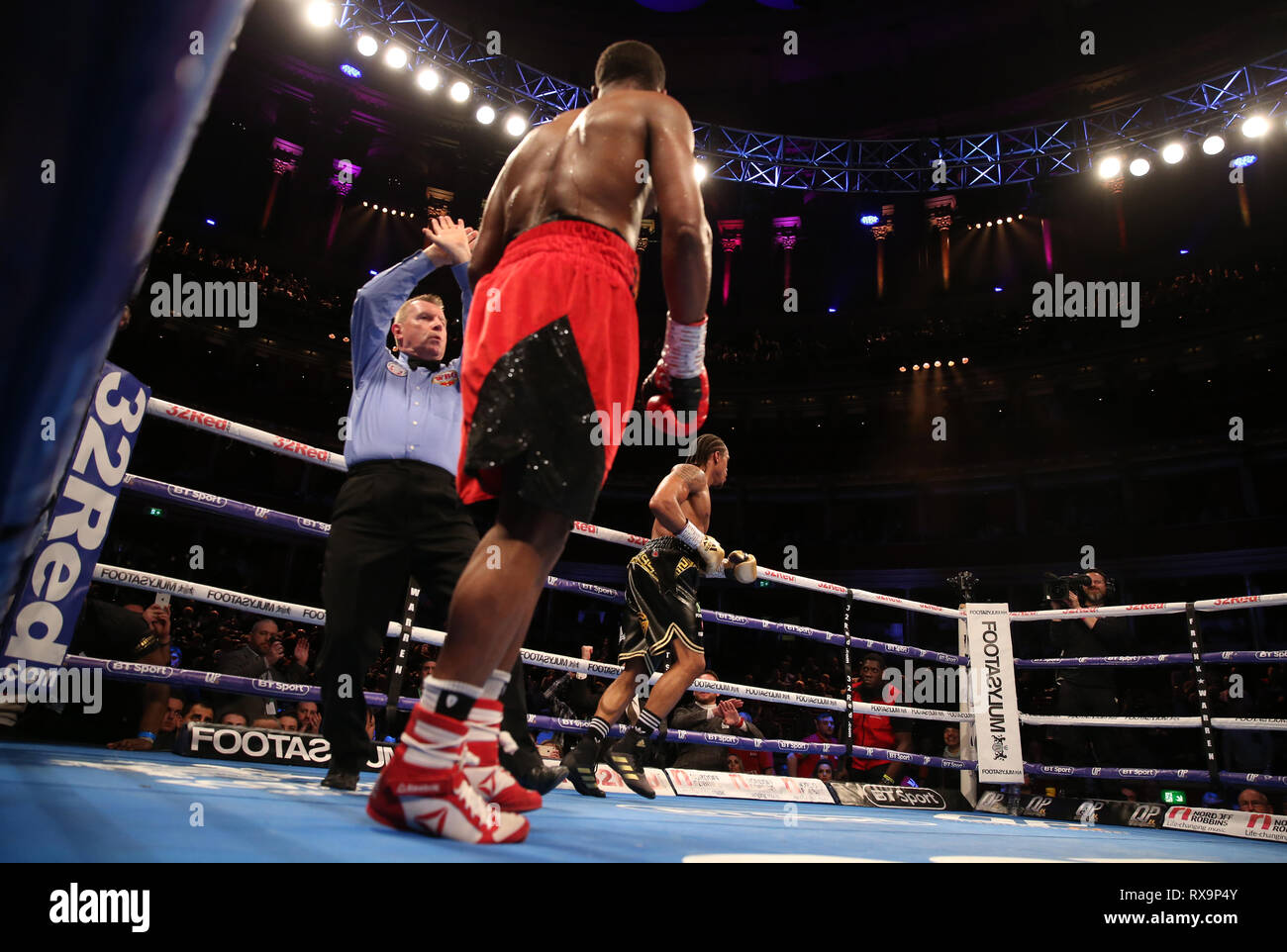 The referee stops the fight as Anthony Yarde (right) beats Travis ...