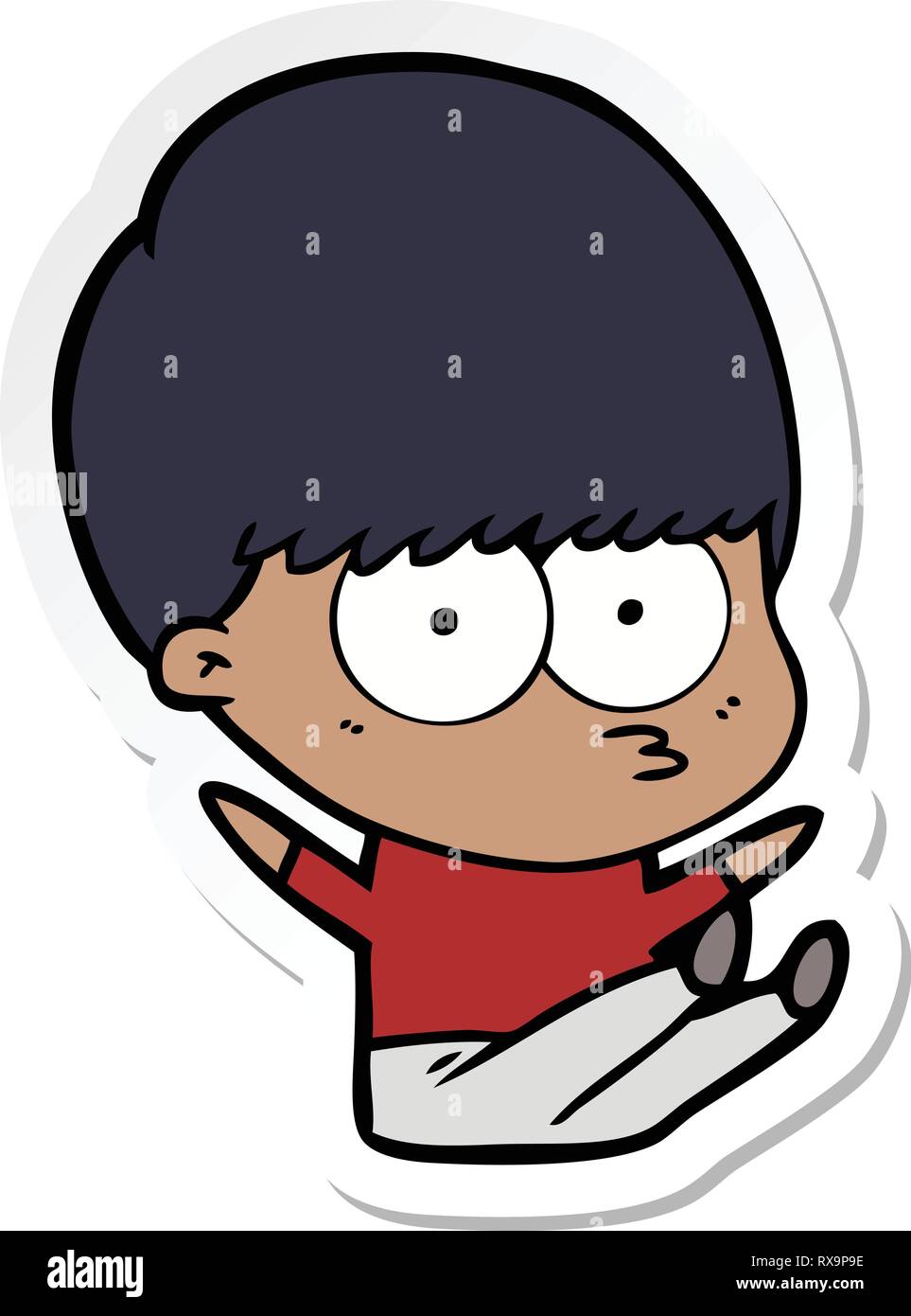 sticker of a nervous cartoon boy Stock Vector Image & Art - Alamy