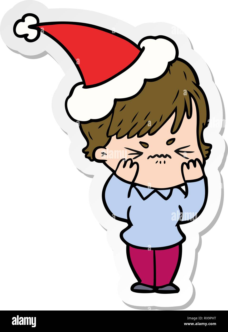Woman annoyed stressed christmas Stock Vector Images - Alamy