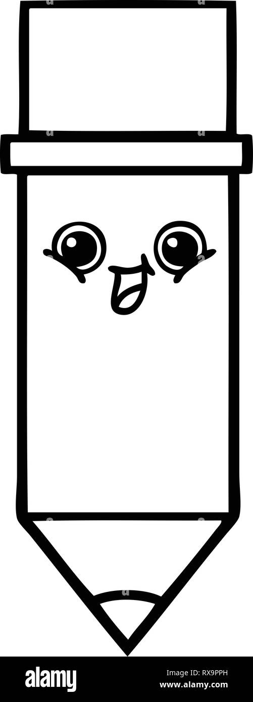line drawing cartoon of a pencil Stock Vector Image & Art - Alamy