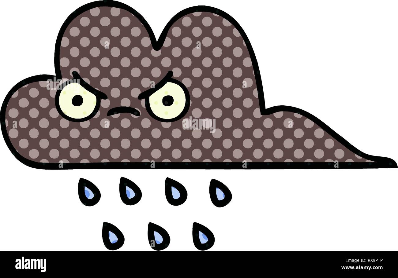 comic book style cartoon of a storm rain cloud Stock Vector Image & Art ...