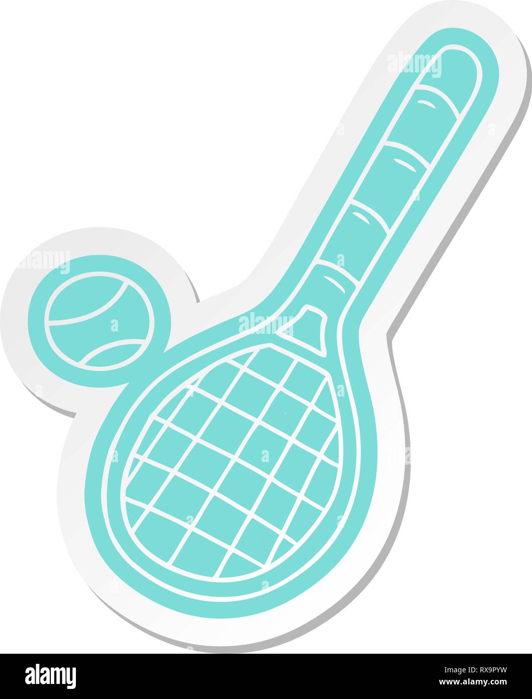 cartoon sticker tennis racket and ball Stock Vector Image & Art - Alamy
