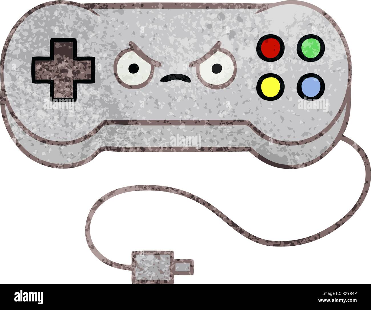 retro grunge texture cartoon of a game controller Stock Vector Image ...