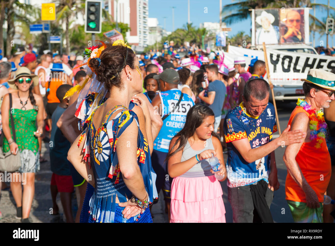 RIO DE JANEIRO - MARCH 15, 2017: Brazilian carnivalgoers in traditional ...