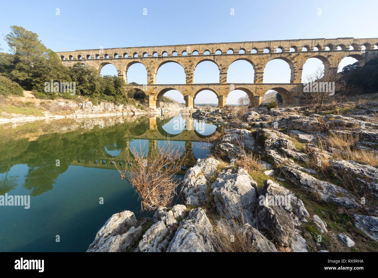 Pont du Gard, Roman aquaduct in the Gard region of Provence, France ...