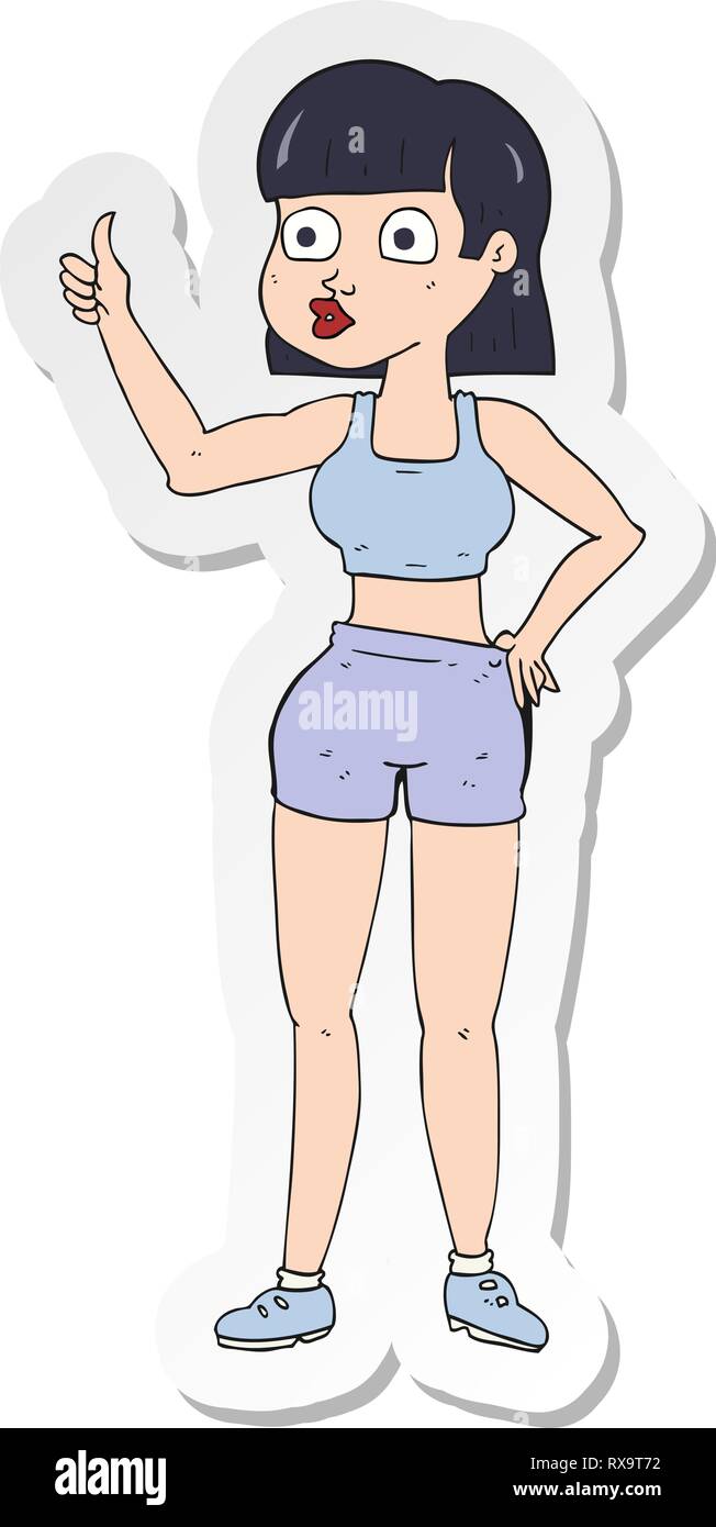 sticker of a cartoon gym woman Stock Vector Image & Art - Alamy