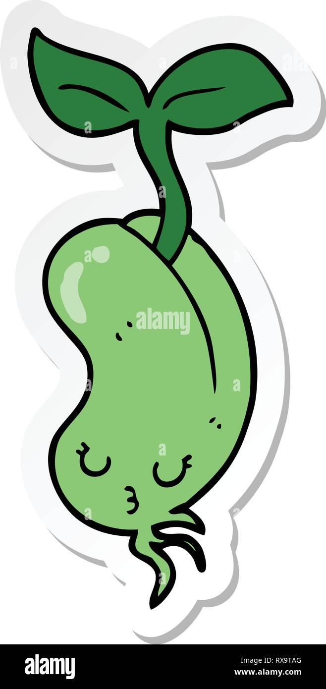 sticker of a cartoon sprouting bean Stock Vector Image & Art - Alamy