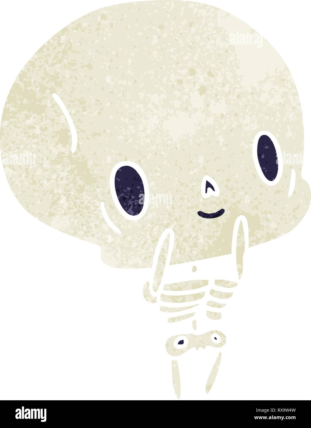 retro cartoon illustration kawaii cute dead skeleton Stock Vector Image ...