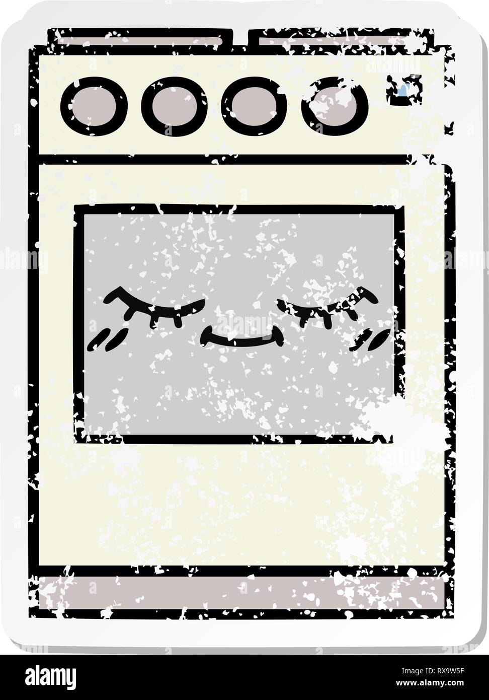 distressed sticker of a cute cartoon kitchen oven Stock Vector Image ...