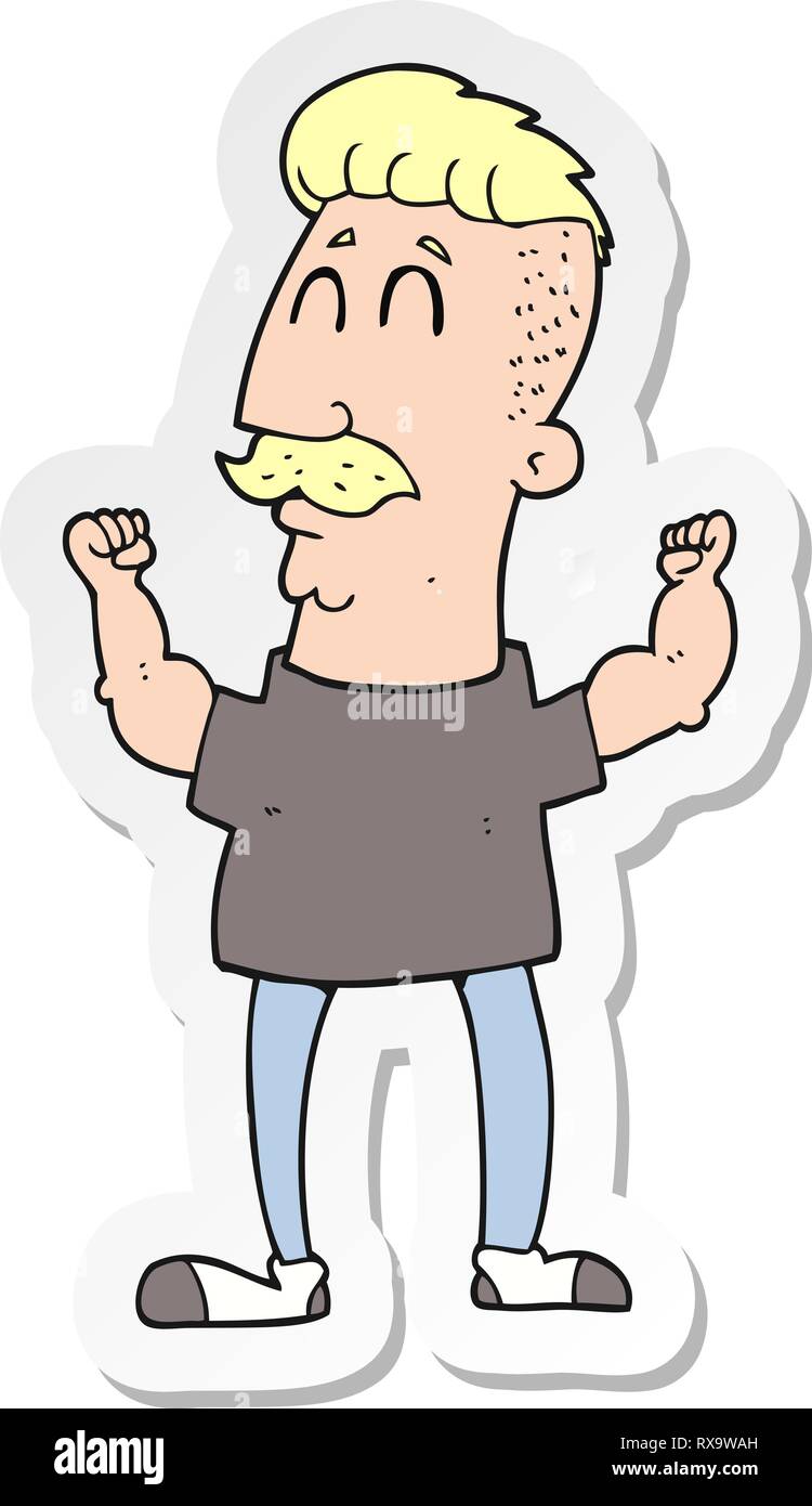 sticker of a cartoon celebrating man Stock Vector Image & Art - Alamy